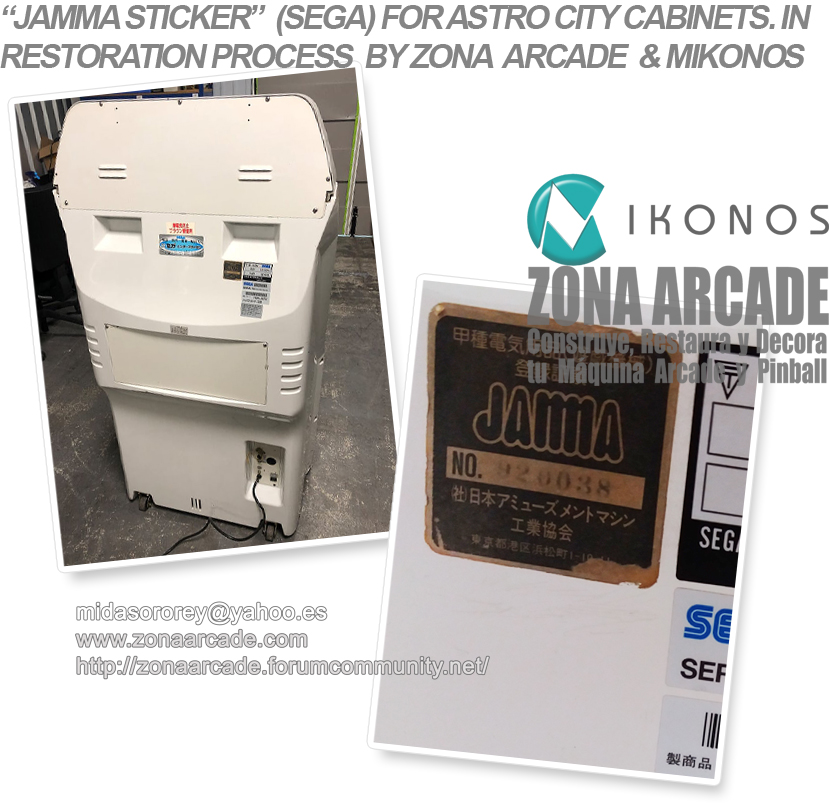 Tenemos nueva pegatina "JAMMA STICKER" para Astro City y otras cabinas de SEGA para su restauración